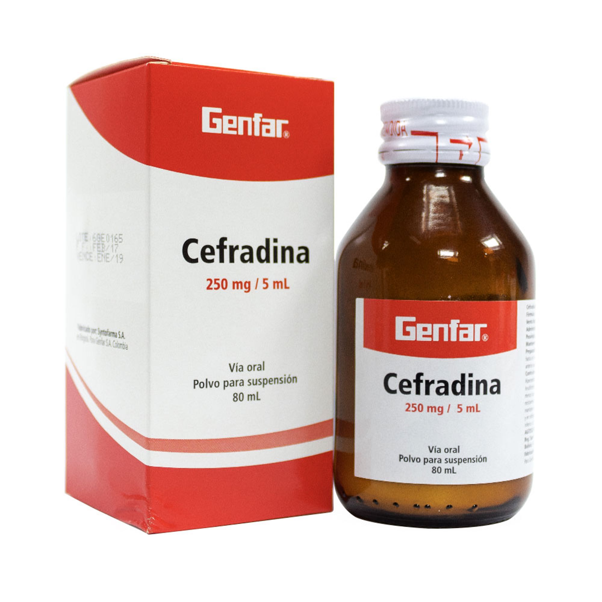 CEFRADINA GENFAR SUSPENSION 250 MG CAJA 80 ML - Farmacia Pasteur - Pasteur