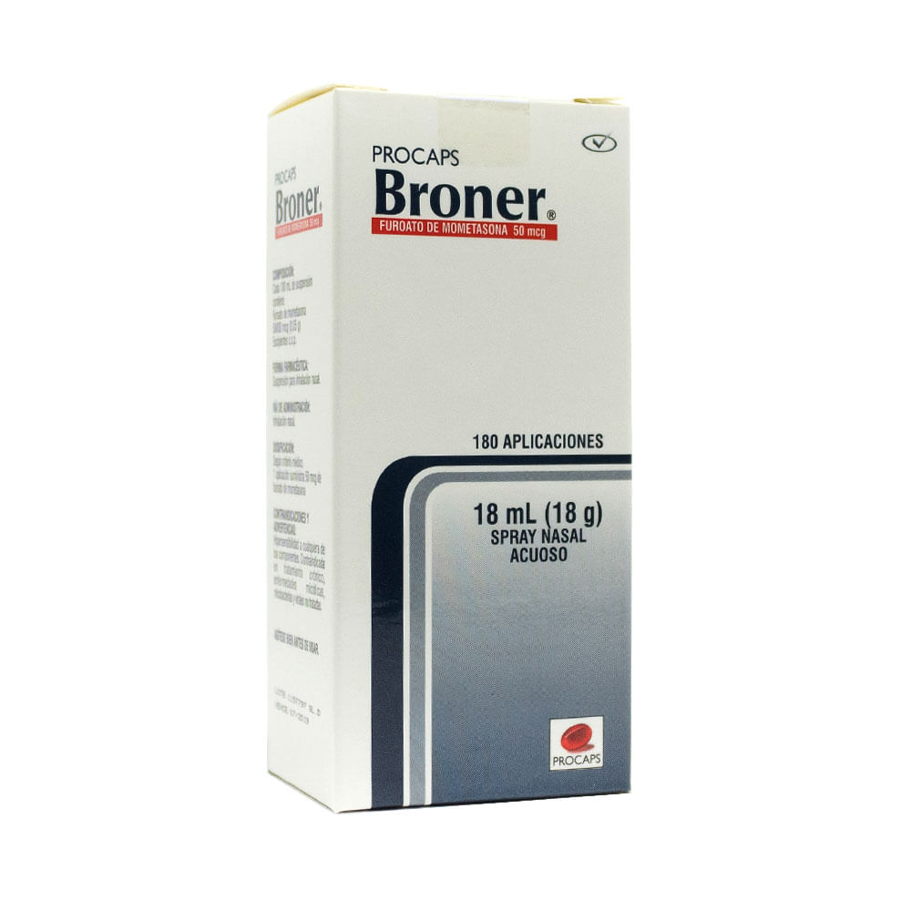 BRONER ADULTO SPRAY NASAL INHALADOR 18 G X 180 APLICACIONES - Farmacia ...