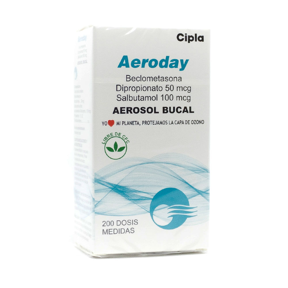 AERODAY (SALBUTAMOL-BECLOMETA) 100/50 MCG INHALADOR 200 DOSIS - Farmac ...